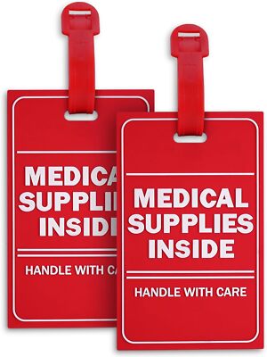 2 Pack Medical Supplies Inside Tag Handle with Care for Luggage or Bags ...
