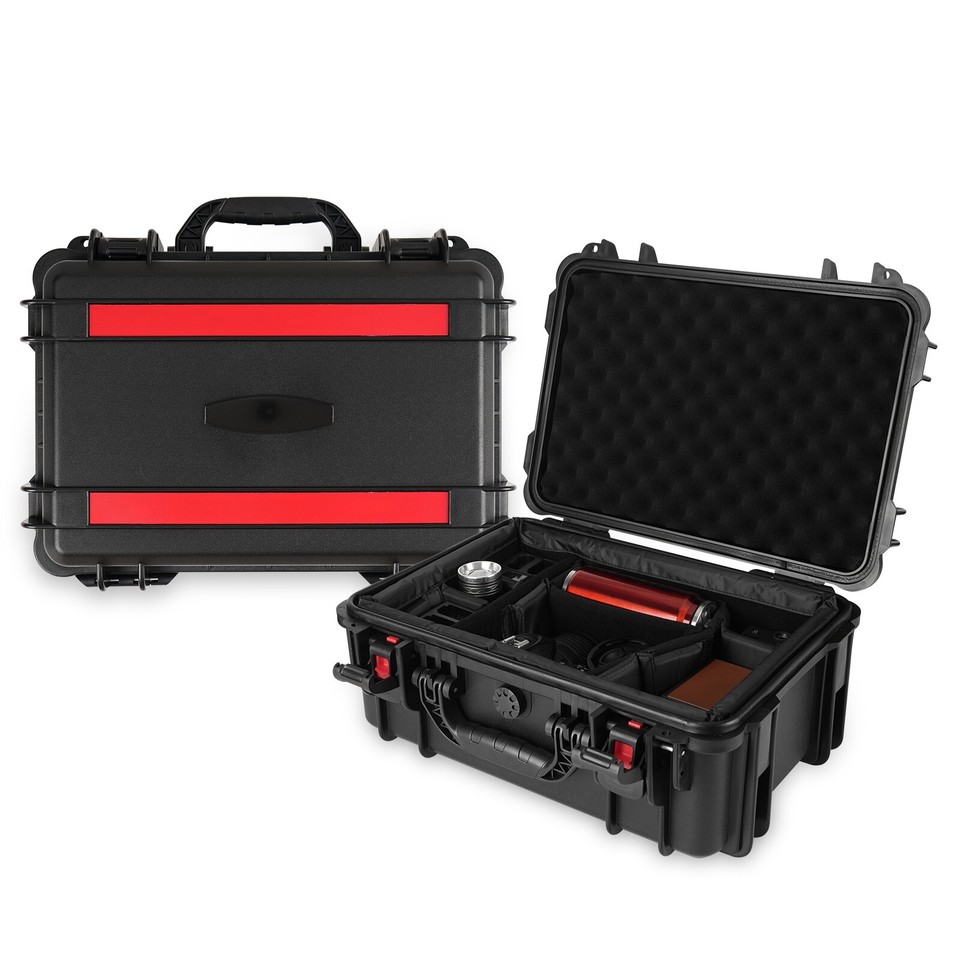 Waterproof Hard Case w/Dividers, Blk Plastic Storage Box for Tools ...
