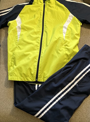 Women’s BCG Warm Up Wind Breaker 2 Piece Navy Blue Neon Yellow Zip Jacket SZ M | eBay