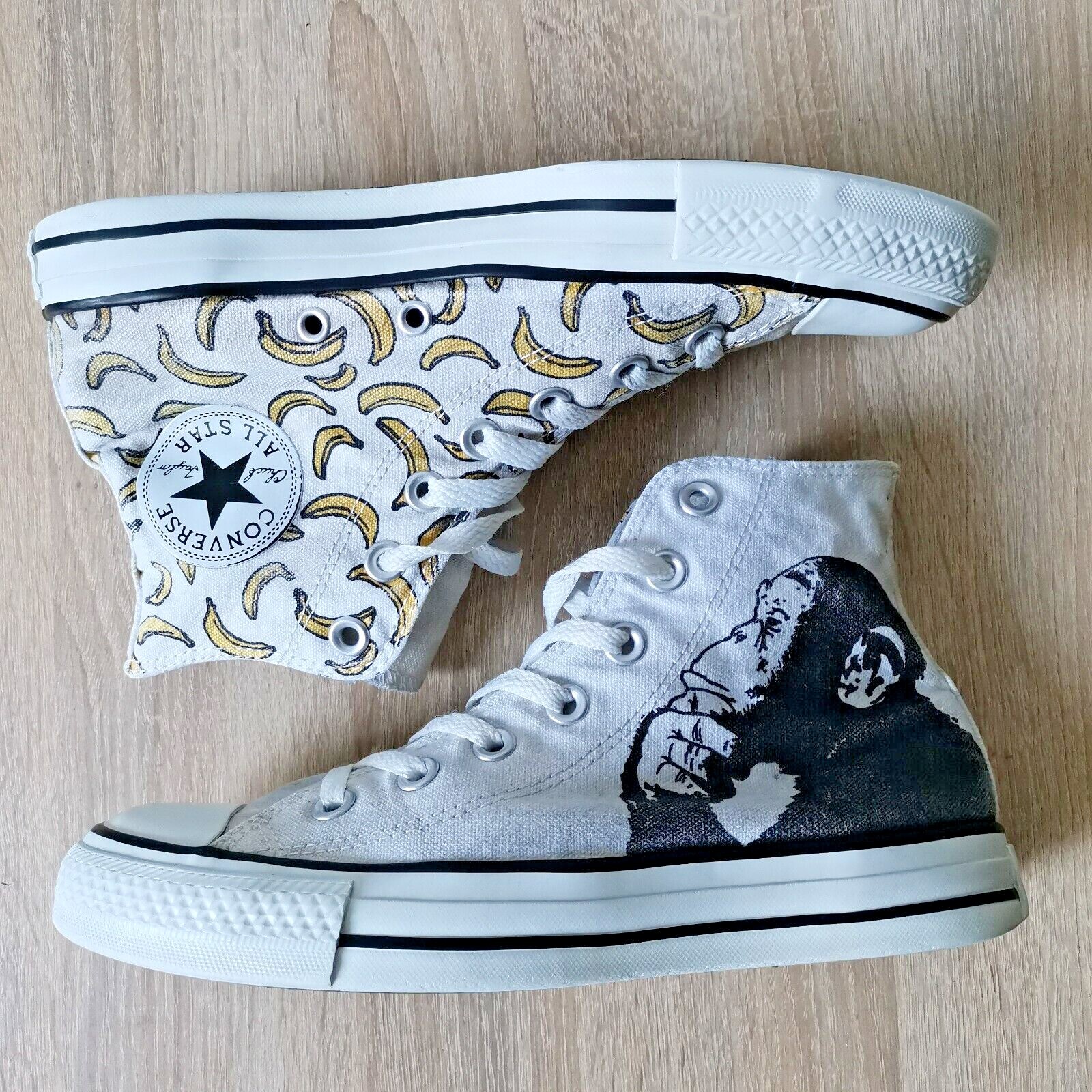 Banksy Thinker Monkey Bananas Desing Canvas Hi-Top Co… - Gem