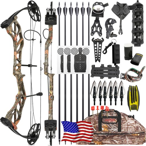 Compound Bow Arrow Set 19-70lb Adjustable Adult Aluminum Cam Archery ...