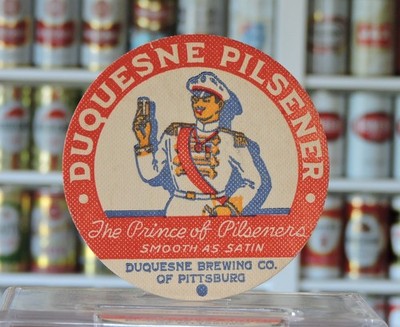 DUQUESNE PILSENER, DUQUESNE BREWING CO. OF PITTSBURG, PA. 4" BEER MAT ...