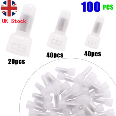 100pcs Nylon Closed End Crimp Caps AWG 12-10/16-14/22-16 Wire Connector ...