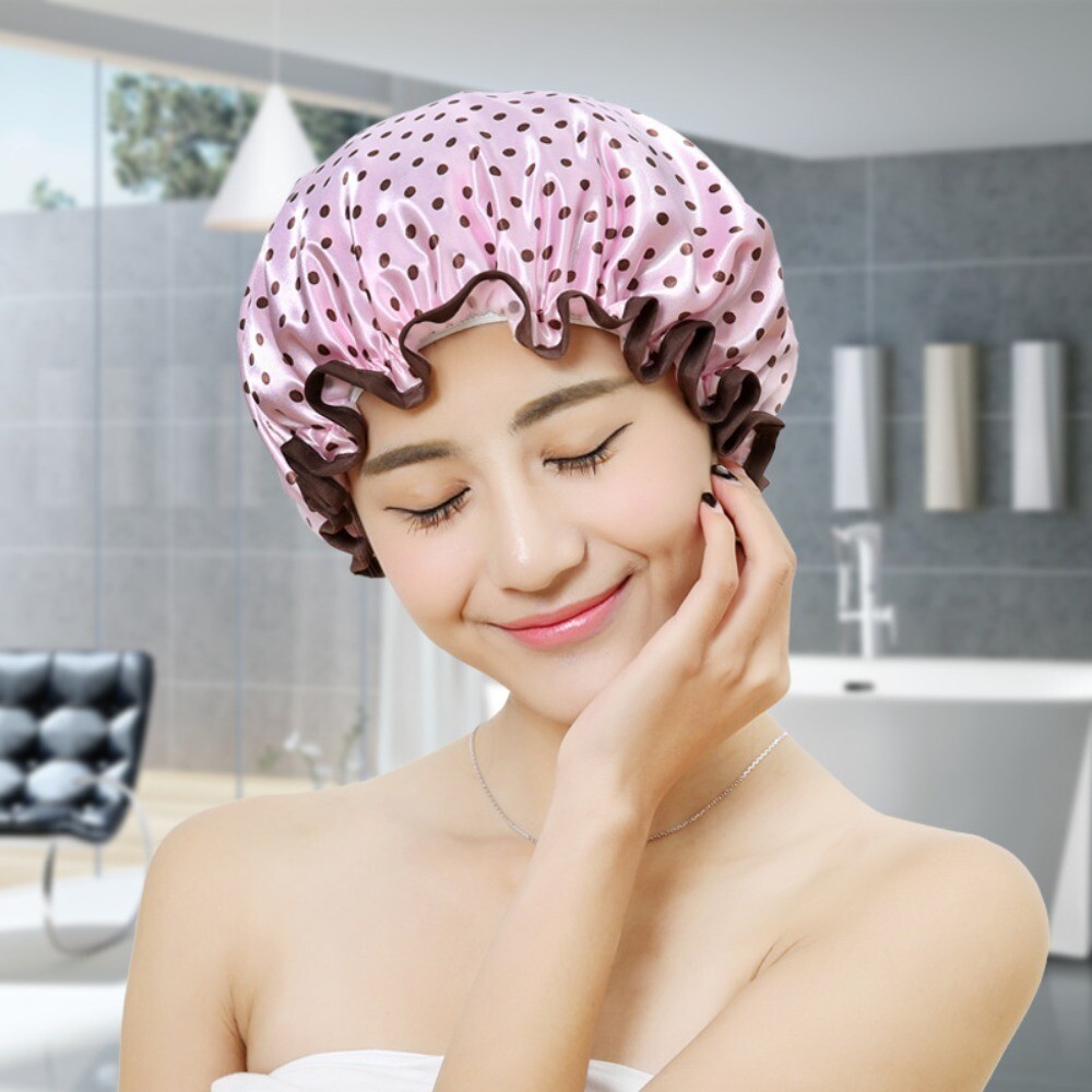 Waterproof Shower Headscarf Bilayer Baked Oil Cap New Bathing Cap Lady ...