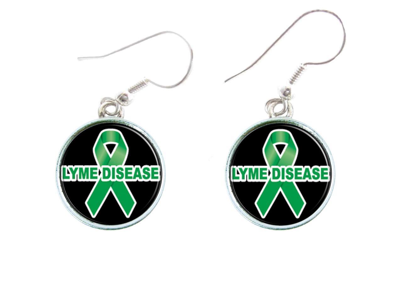Lyme Disease Awareness Green Ribbon Silver Hook Earrings Jewelry Family ...