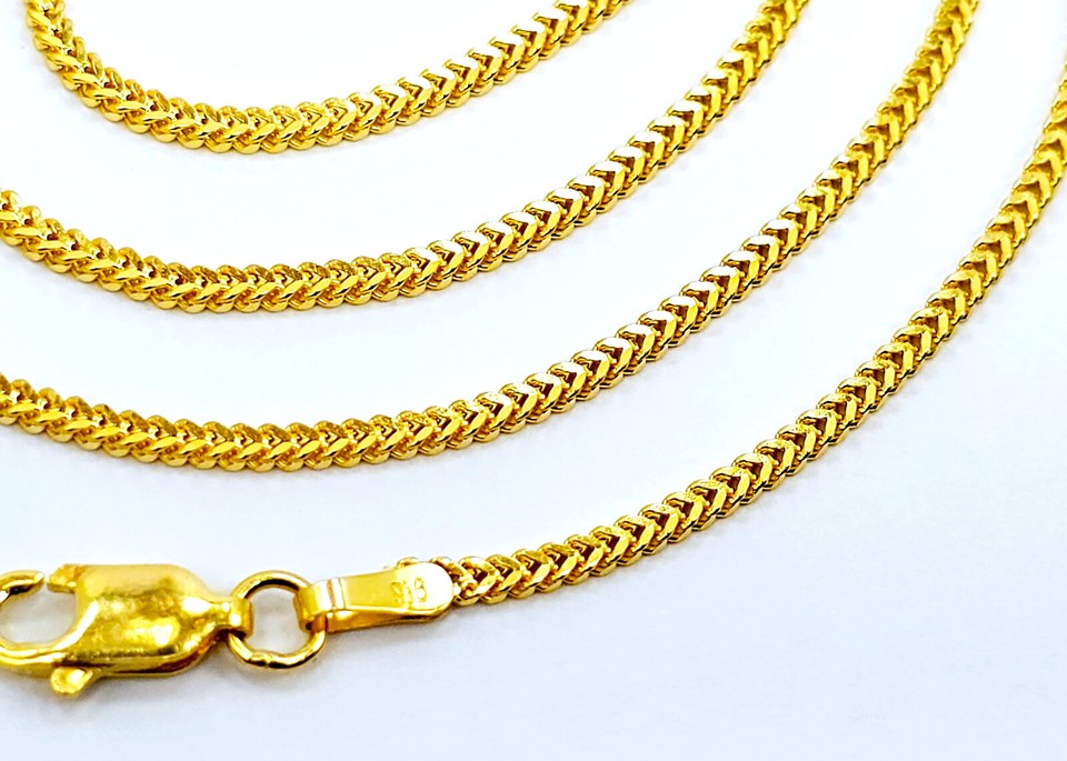 Genuine 22K Solid Yellow Gold Franco Chain Necklace 17.9 in 1.58mm ...