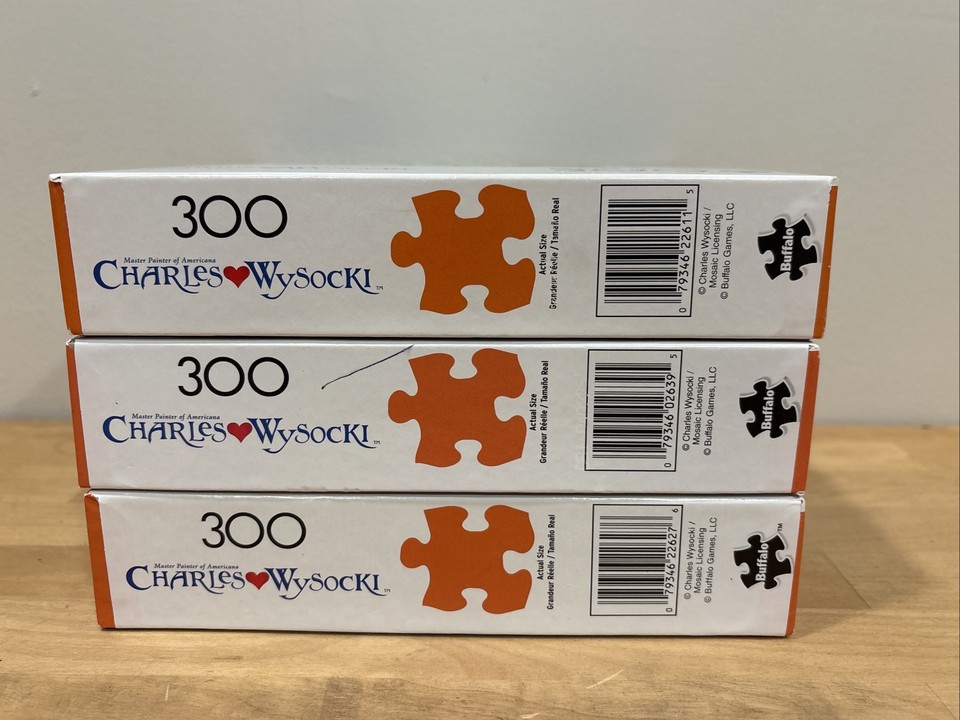 Lot of 3 Charles Wysocki 300 LARGE Pc Puzzles COMPLETE Buffalo ...
