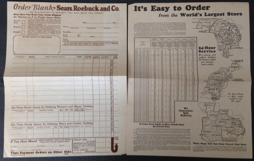 Rare Vintage 1920's SEARS ROEBUCK Chicago Order Form & Envelope ...