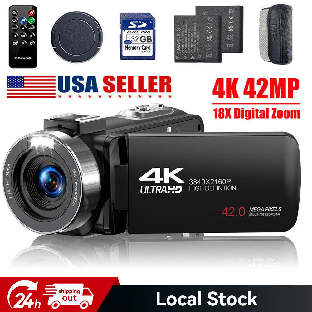 Video Camera 4K 42MP Digital Camcorder 18X Zoom Digital Camera Webcam ...
