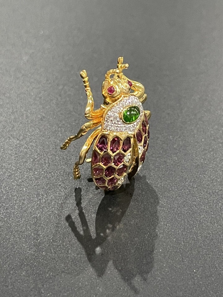 18k Yellow Gold Bug Diamond And Color Stones Brooch/Pin Vintage | eBay