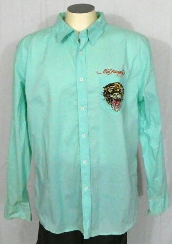 Ed Hardy By Christian Audigier Mint Green XL LS Casual Shirt Tiger ...
