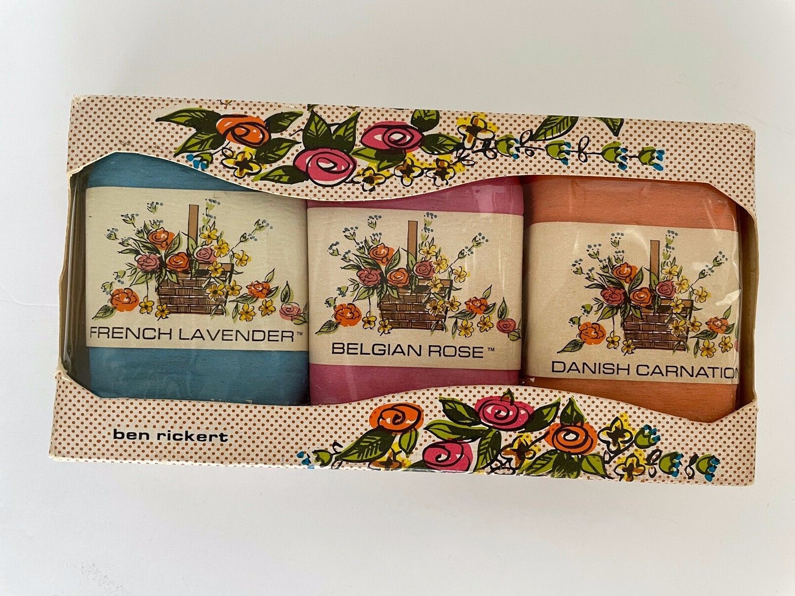 Set of 3 Ben Rickert Perfumed Soap French Lavender Belgian Rose Danish ...