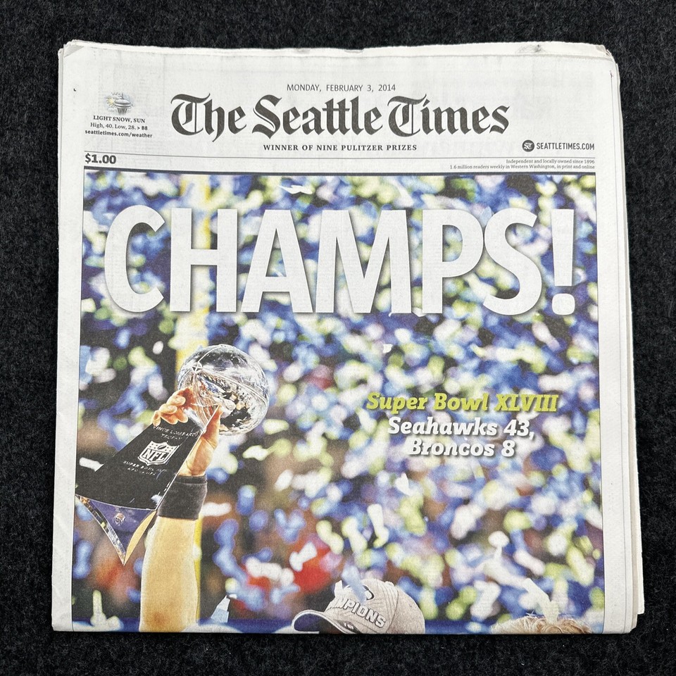 Seahawks Super Bowl - CHAMPS! Seattle Times Newspaper (2/3/14) Complete ...