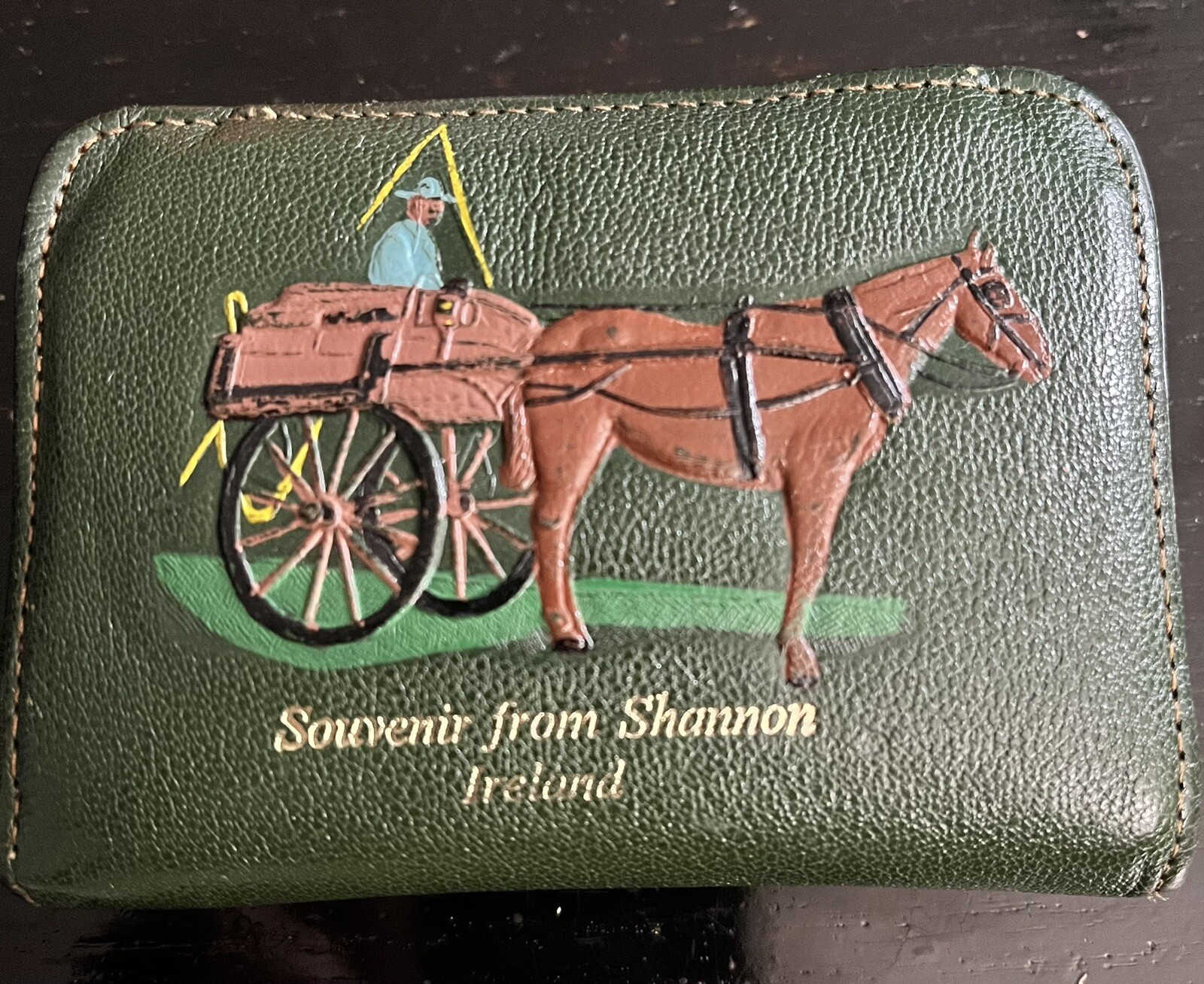 1950 Vintage Shannon Ireland Dark Green Leather Zippe… - Gem