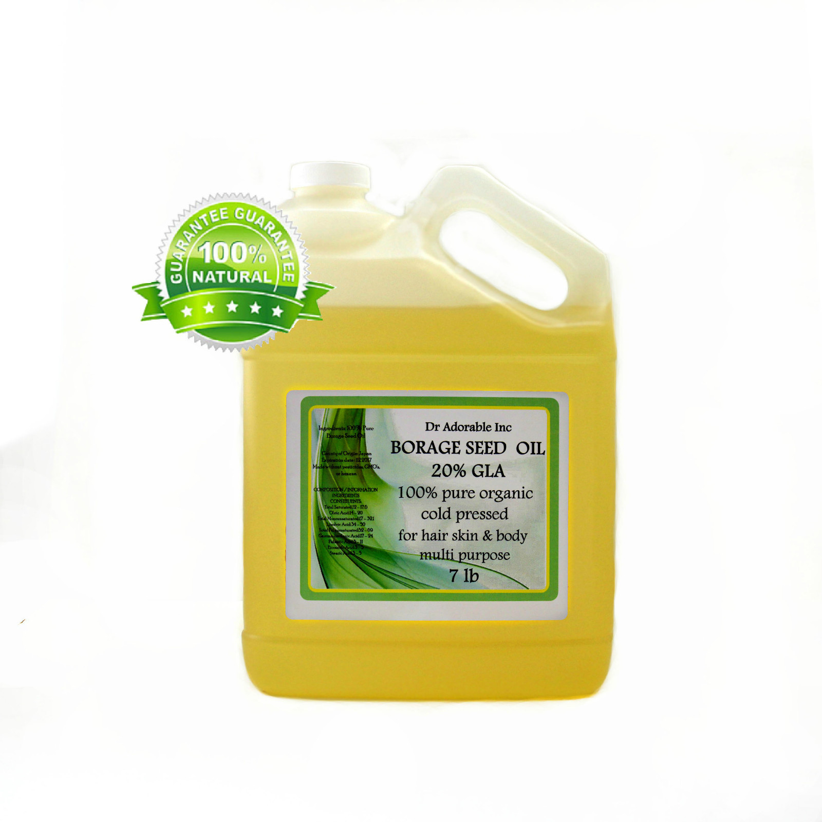Pure Borage Seed Oil 20%GLA 2 oz 4 oz up to gallon Free shipping Cold ...