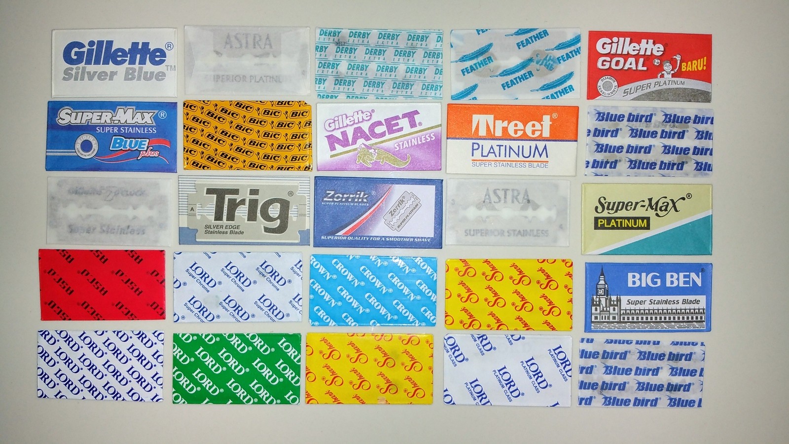 25 Blade Sampler Feather Gillette Bic Astra Shark Lord Treet SuperMax ...