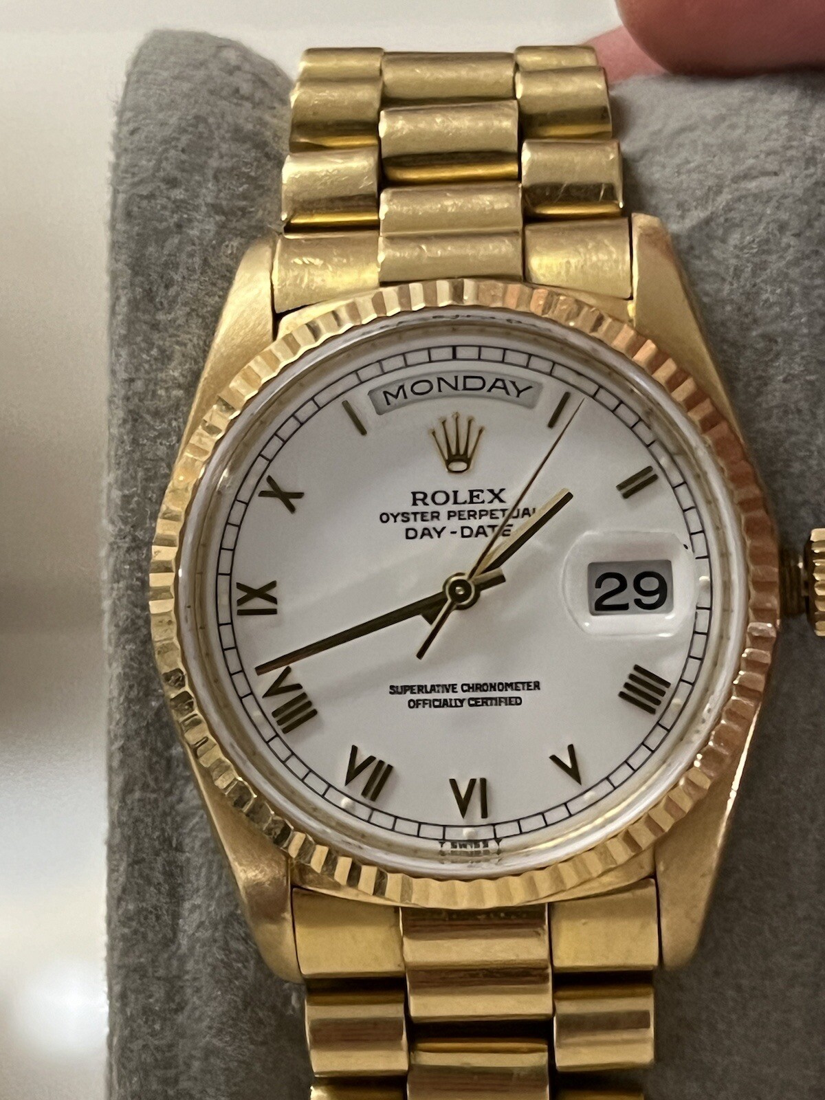 Rolex Day-Date 18038 18k YG President White Dial Automatic Men's Watch ...