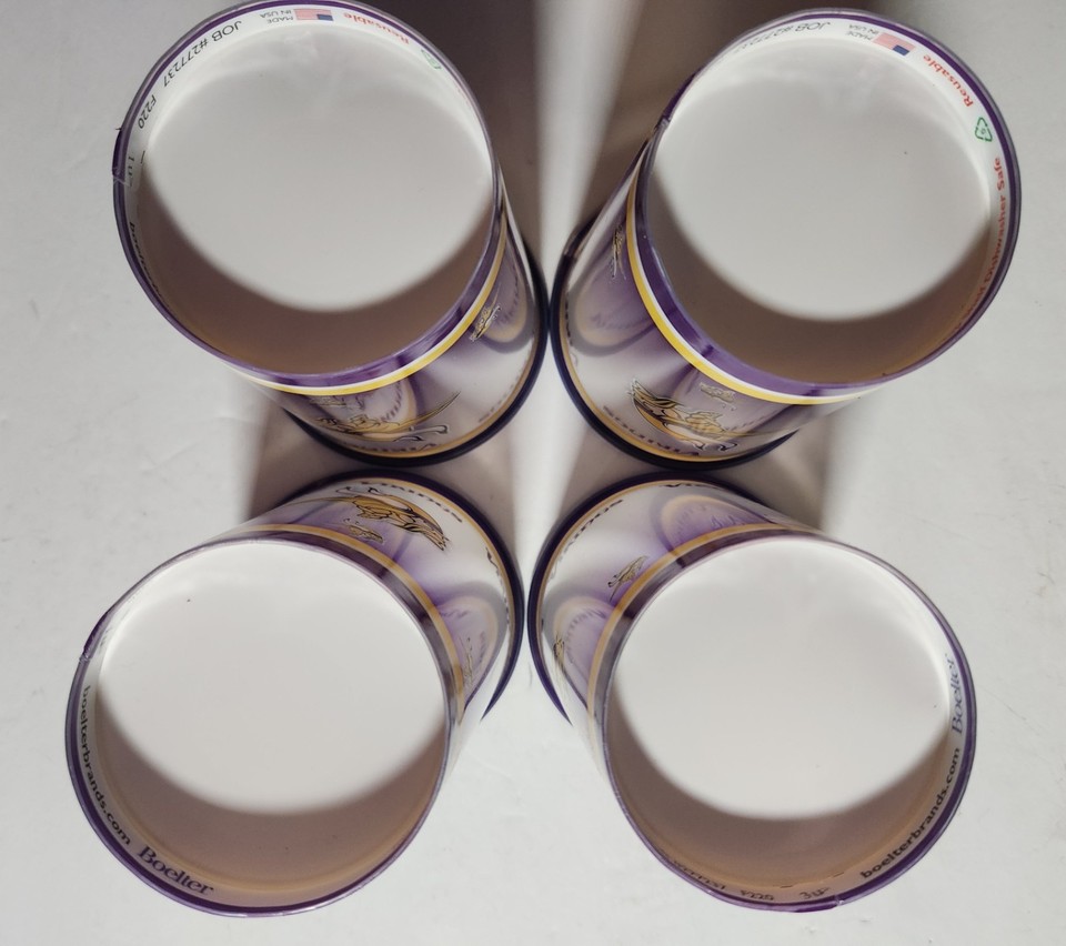 MINNESOTA VIKINGS NFL FOOTBALL PLASTIC CUPS 16oz PURPLE N GOLD SET OF 4 ...