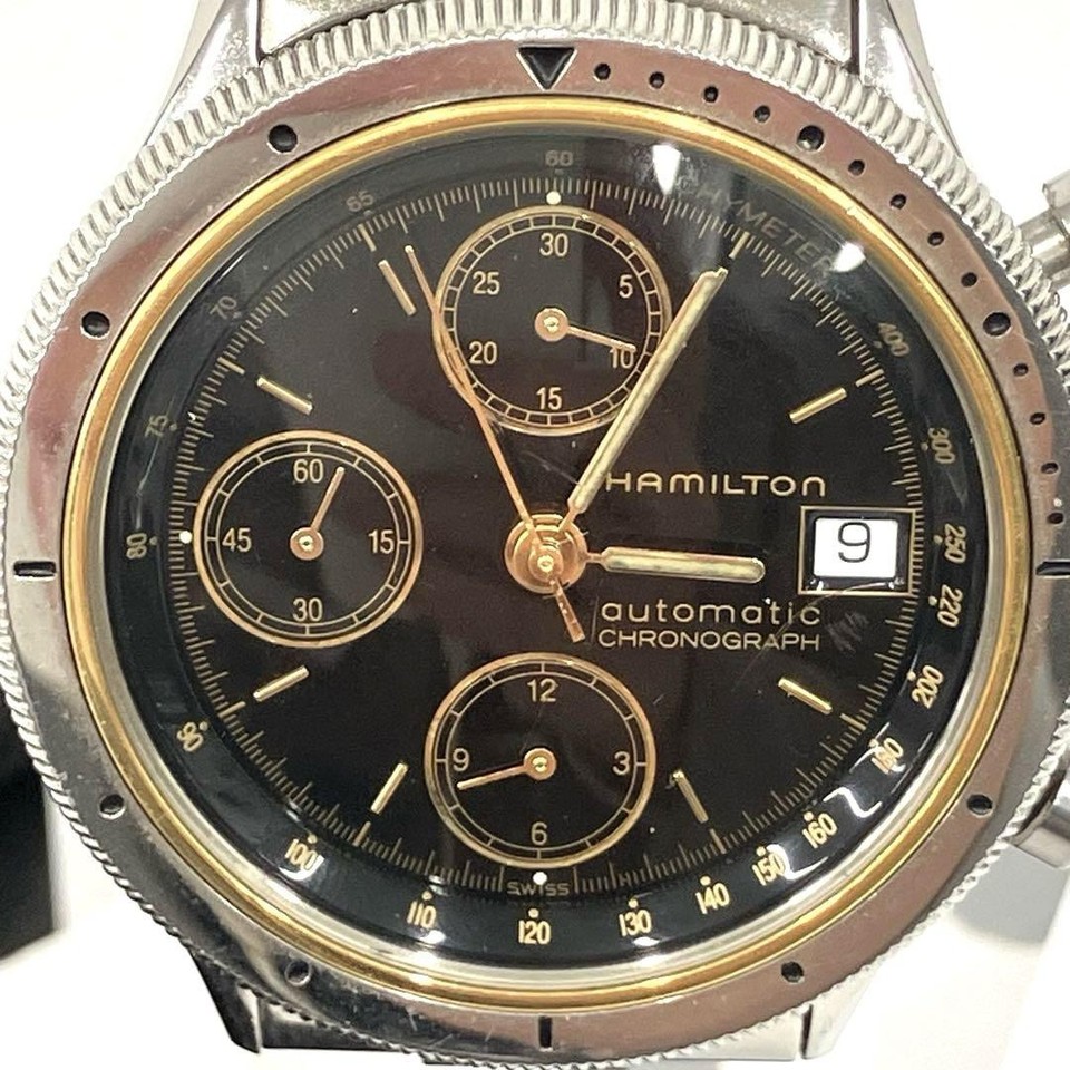 Hamilton Automatic Chronograph 8946A Watch Black Dial Tachymeter Unused ...