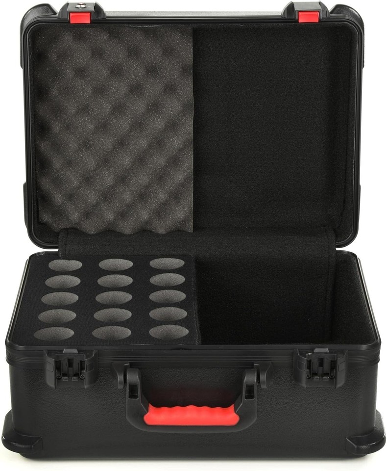 Professional Polyethylene Microphone Case for 15 Wired Mics - Black ...