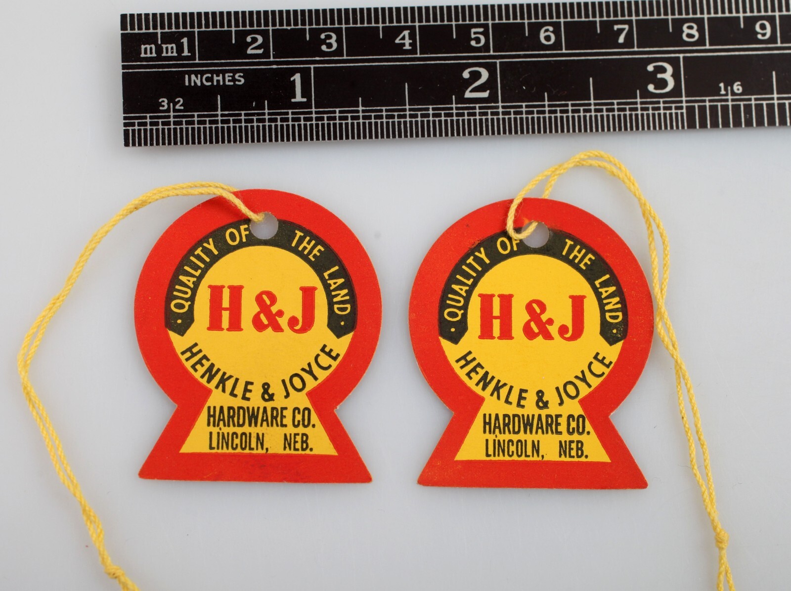 Lot of 2 Vintage Henkle & Joyce Hardware Co. Hanging Price Tags Lincoln ...