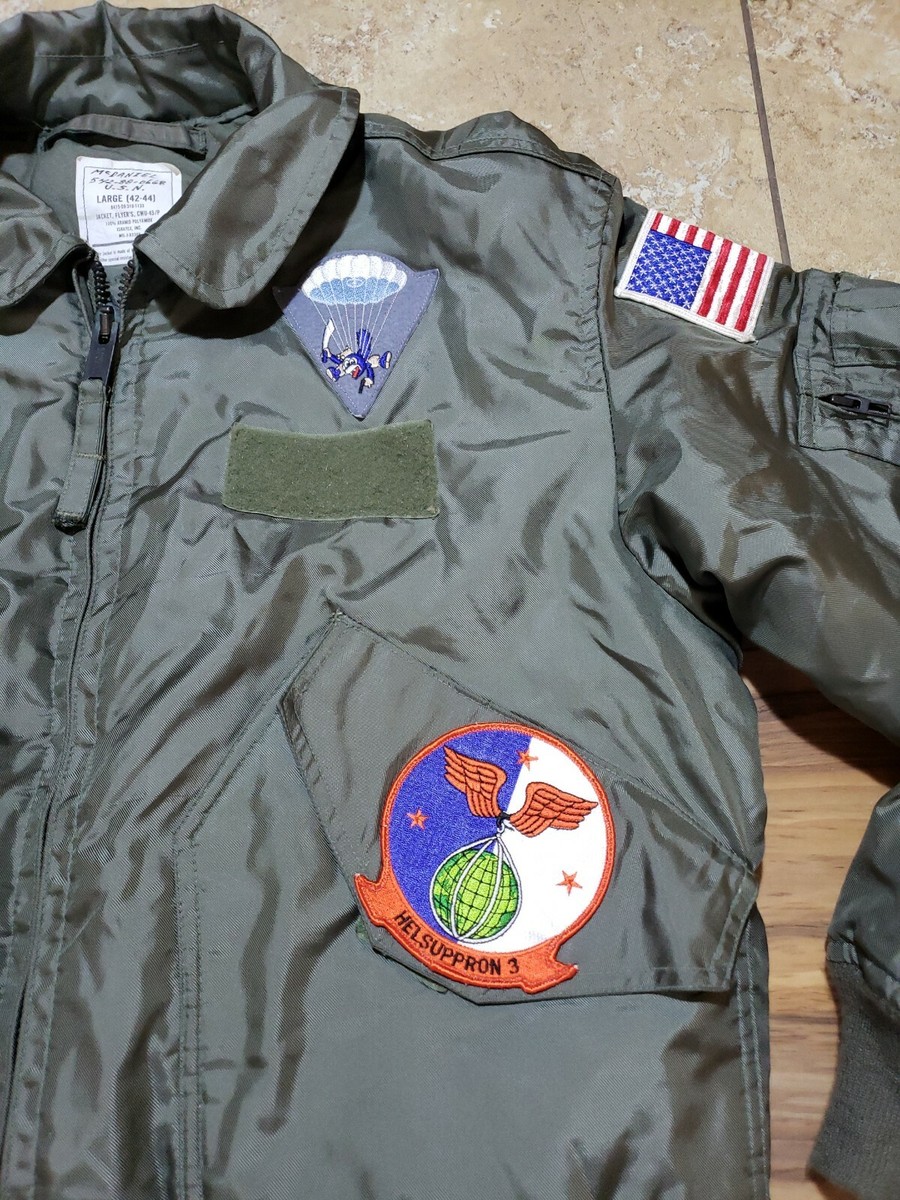 VTG USN Men's Flyer's Jacket CWU-45/P Sz L Green Navy VTG USN Men's Flyer's Jacket CWU-45/P Sz L Green Navy
