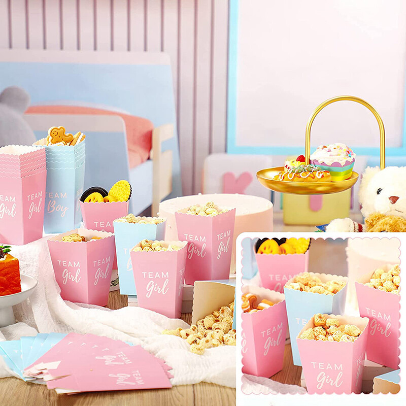 10Pcs Gender Reveal Party Popcorn Boxes Baby's Sex Reveals Party Candy ...