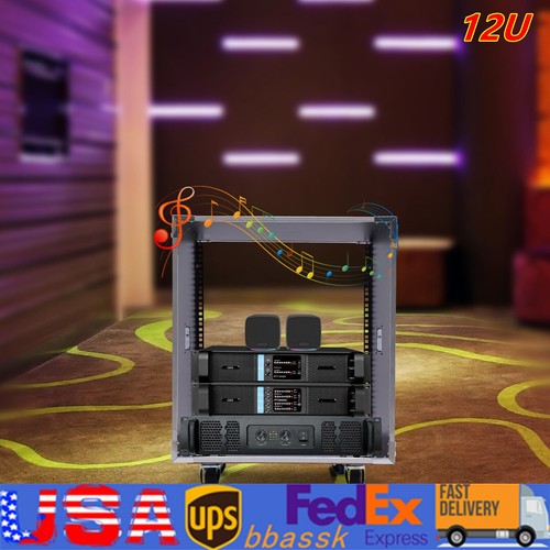 12U Cabinet Rolling Network Rack Audio Studio Video Telecom Equipment ...