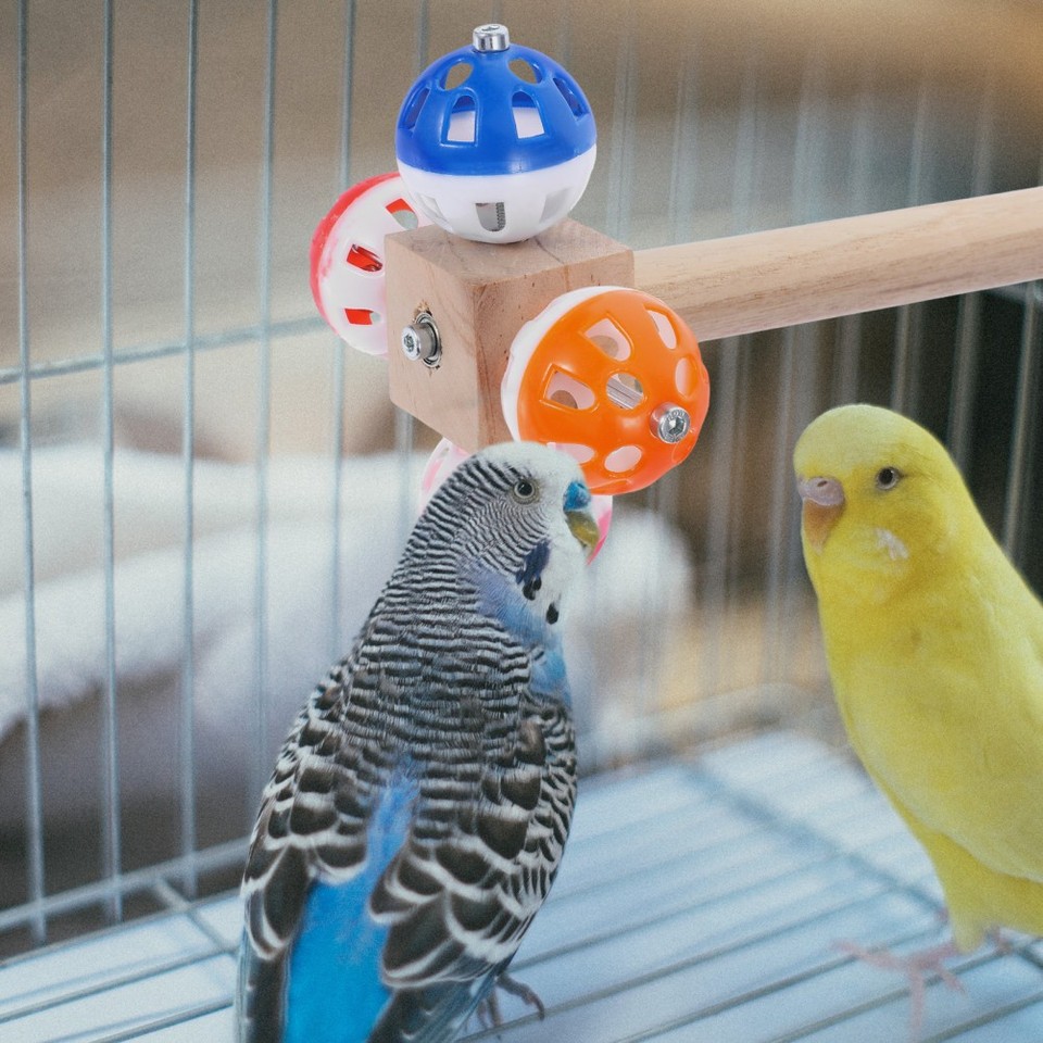 Natural Wood Bird Perch Stand With Rotating Parakeet Perch Toy For Cage ...