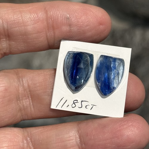 11.85ct 14x10x3.8-4.4mm Pair Aqua Blue Kyanite Shield Cut Faceted ...