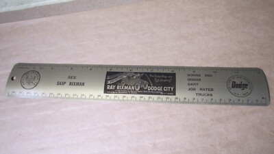 Vintage 1964 Dodge 50th Anniversary Metal Ruler Ray Rixman Dodge City ...
