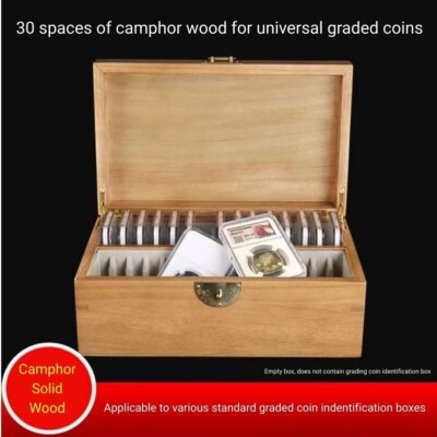 Camphor Wooden Storage Box Case for 30 Coin Slabs Holders - PCGS/NGC ...