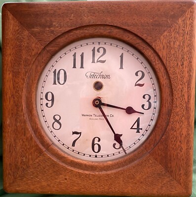 ANTIQUE/VINTAGE WOODEN TELECHRON CLOCK GOOD CONDITION NEEDS NEW BATTERY ...