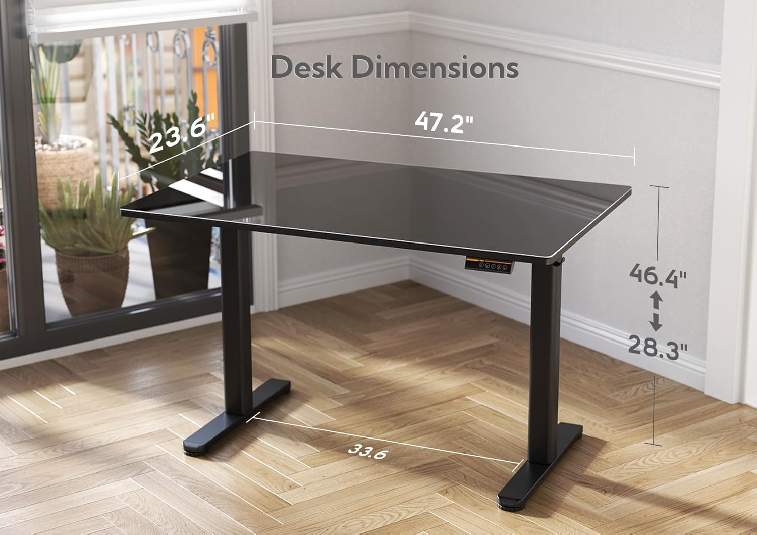Glass Standing Desk, Electric Standing Desk Adjustable Height, 48 Inch ...