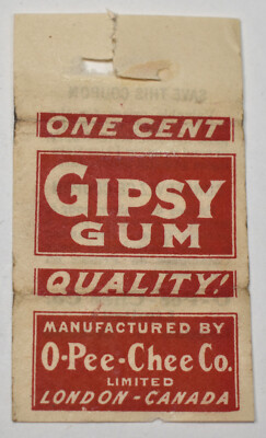 Vintage O-Pee-Chee One Cent Gipsy Chewing Gum Empty Advertising Wrapper ...