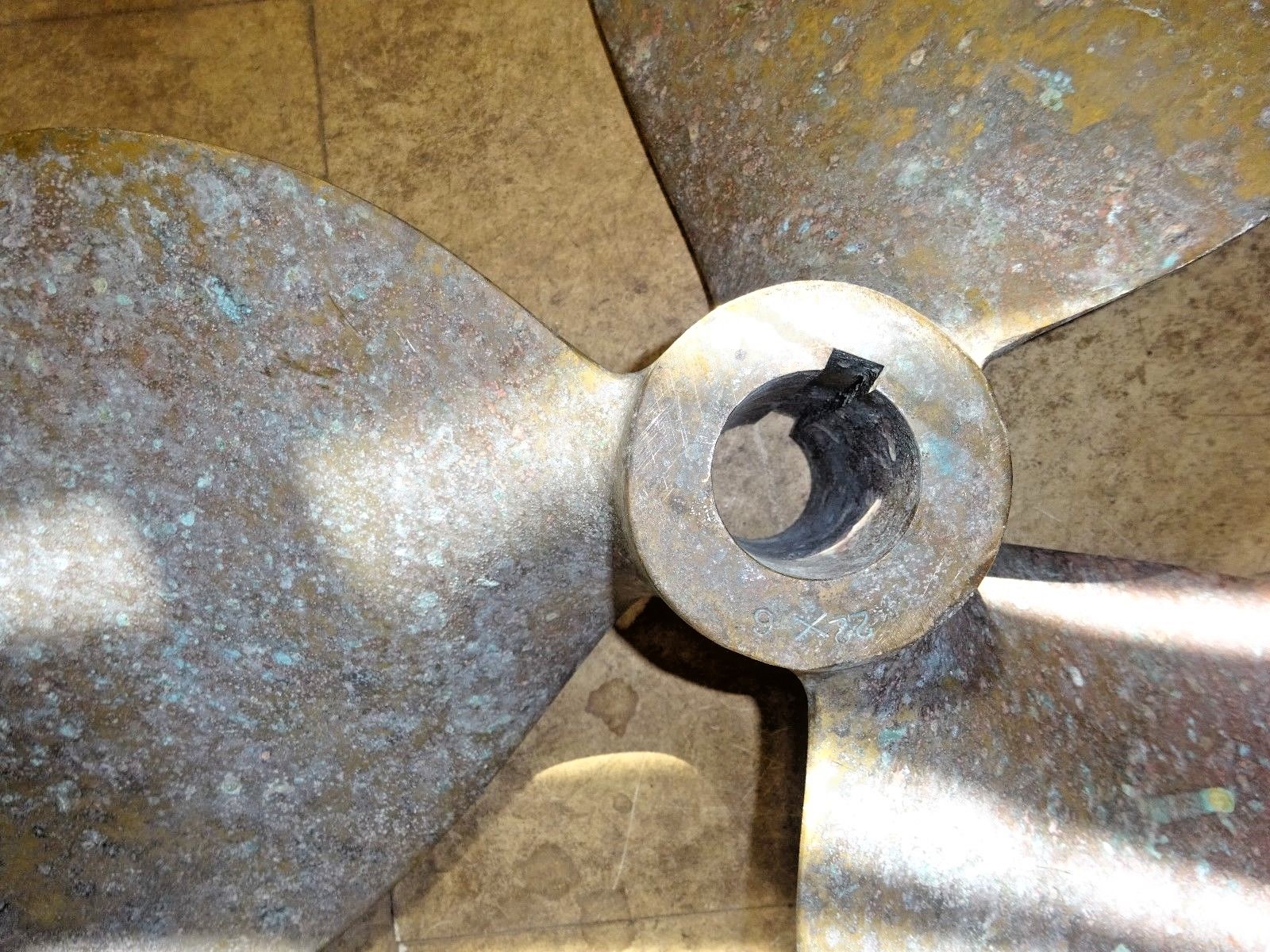 22 inch x 16 Pitch BRONZE 3 Blade LH Propeller 1 3/4 inch Bore | eBay