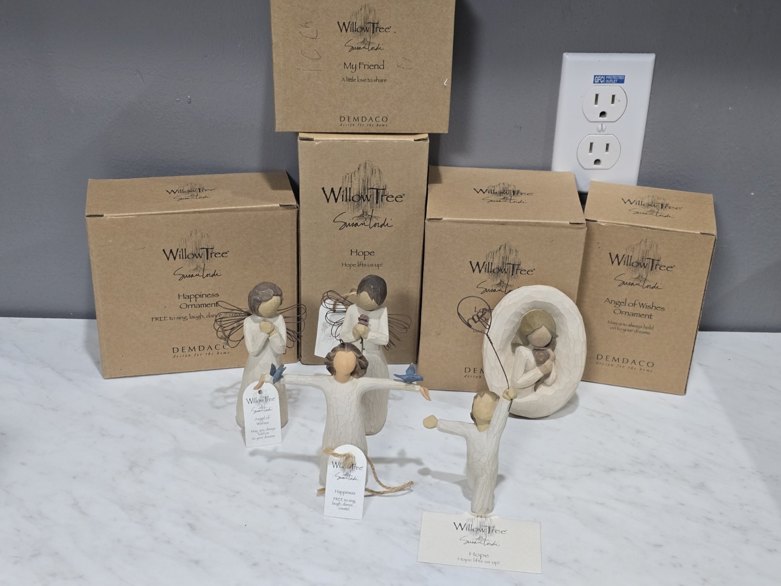Lot Of 5 - Willow Tree Figures w/Boxes Happiness-Hope-My Friend-2 ...