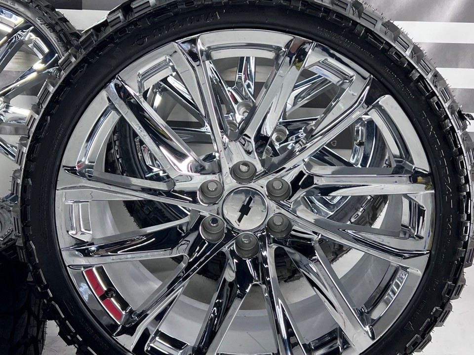 24" INCH CHROME WHEELS RIMS TIRES Chevy GMC AT4 NEW 2025 MODEL 6X139 ...