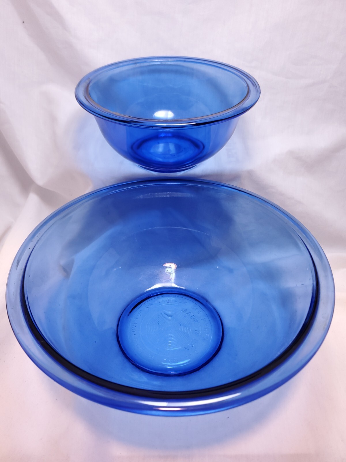 Pyrex Nesting Mixing Bowl Set Cobalt Blue Glass 10" Bowl 325 and 7 ...