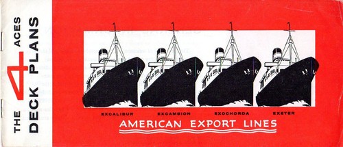 1957 American Export Lines FOUR ACES Deck Plan Booklet - Very Good ...