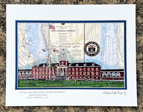 Coast Guard Academy Art Print Hamilton Hall New London CT Coastie ...