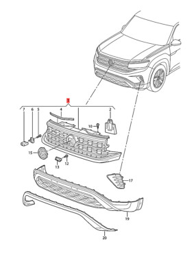 Genuine VW Atlas Radiator grille with chromed trim strips 3CM853651MLDB ...