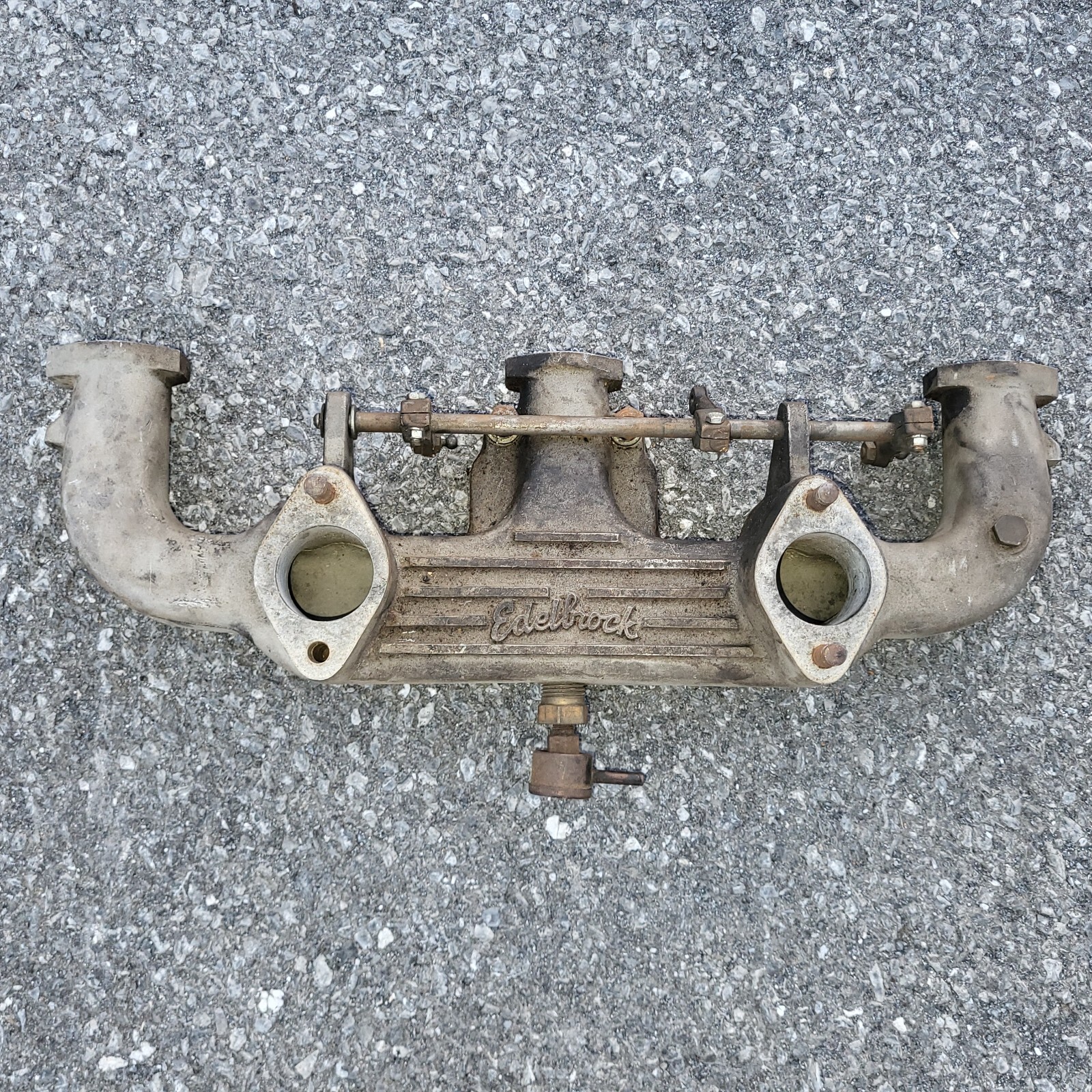 HOT ROD EDELBROCK 2X1 DUAL CARB INTAKE MANIFOLD CHEVROLET 216 235 261 ...