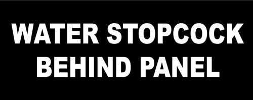 Water Stopcock Behind Panel Sign Signage Adhesive Sticker Decal Notice ...