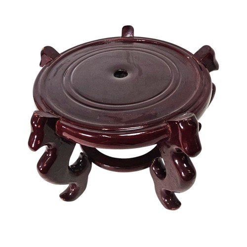 Vtg Chinese Red Lacquer Vase Stand 8.5" Wood Plant Stand Footed Base ...