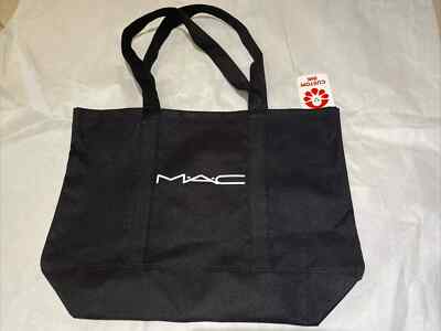 MAC Cosmetics Black Canvas Reusable large Tote Bag | eBay