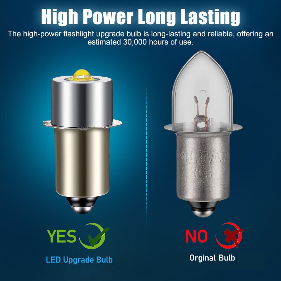 4Pcs P13.5S LED Flashlight Bulbs Upgrade Work Light D/C Cell 6000K ...