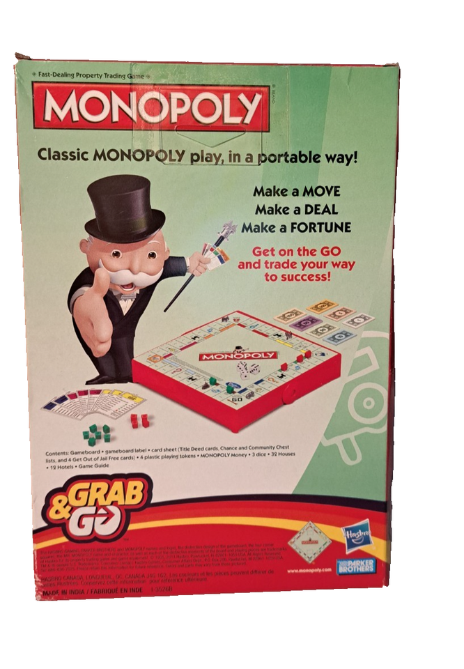 Hasbro Gaming Monopoly Portable Board Game, Ages 8+, 2-4 Players ...