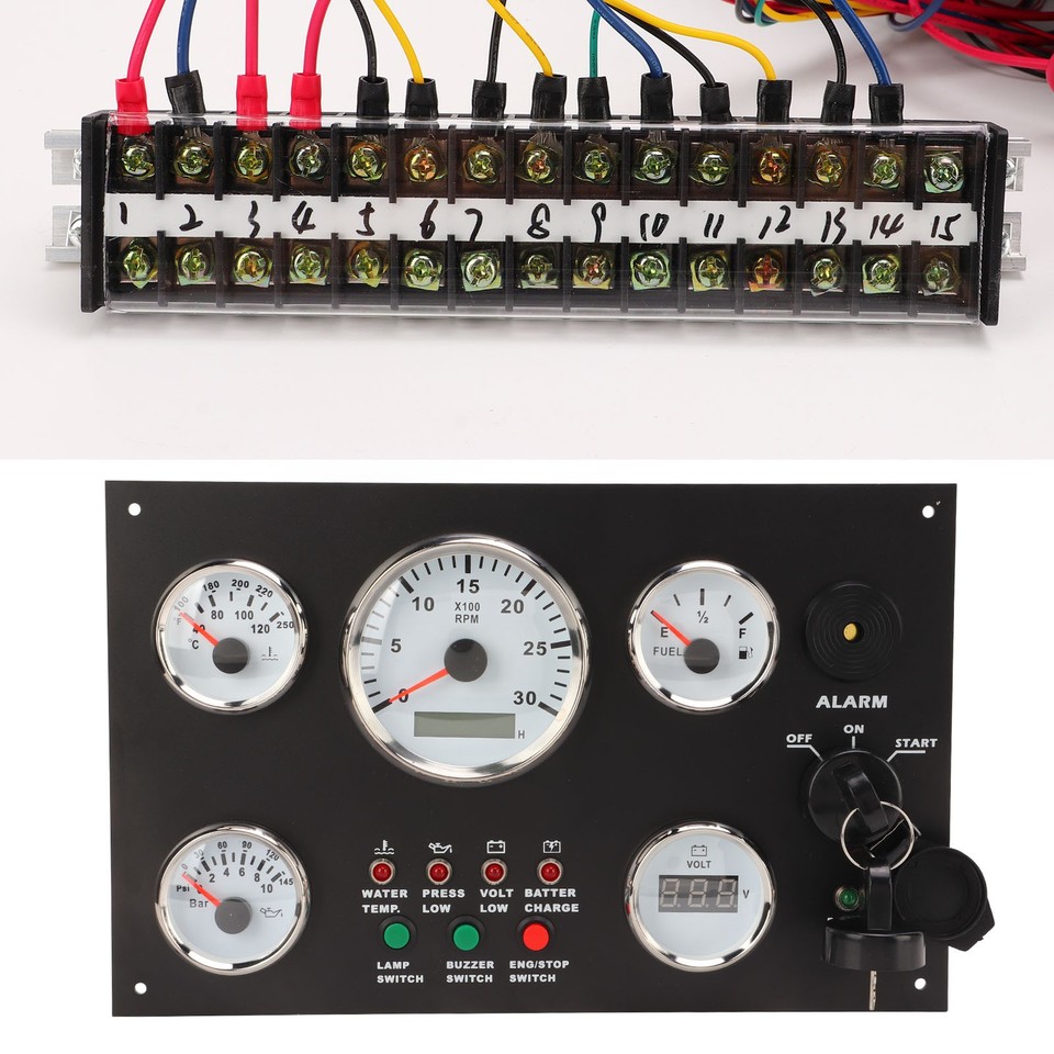 Engine Dash Instrument Panel With Engine Speed Oil Level Pressure Water ...