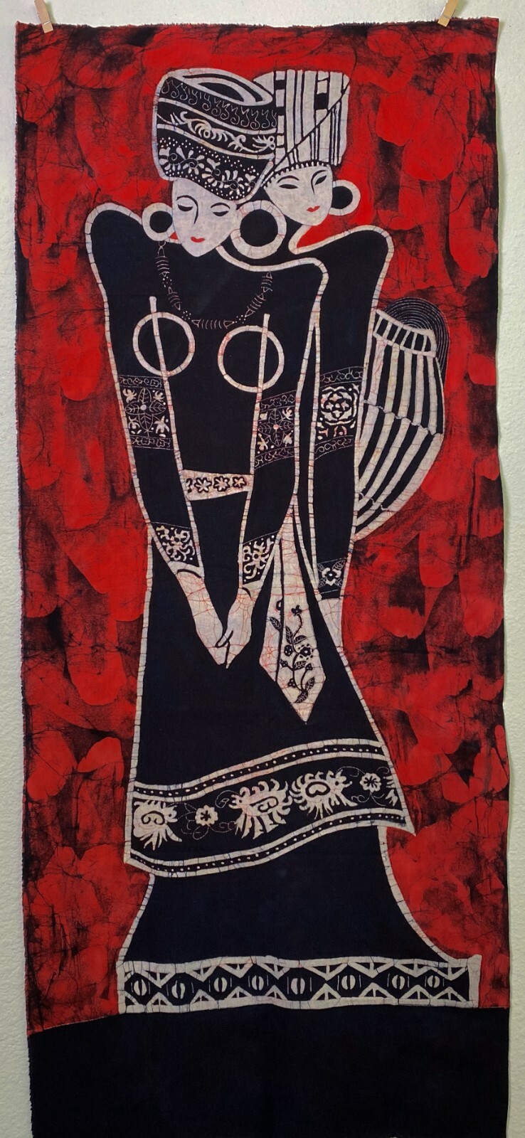 Beautiful Merchant Twins ~ Brand New MEDIUM (23" x 52") Batik Wall ...